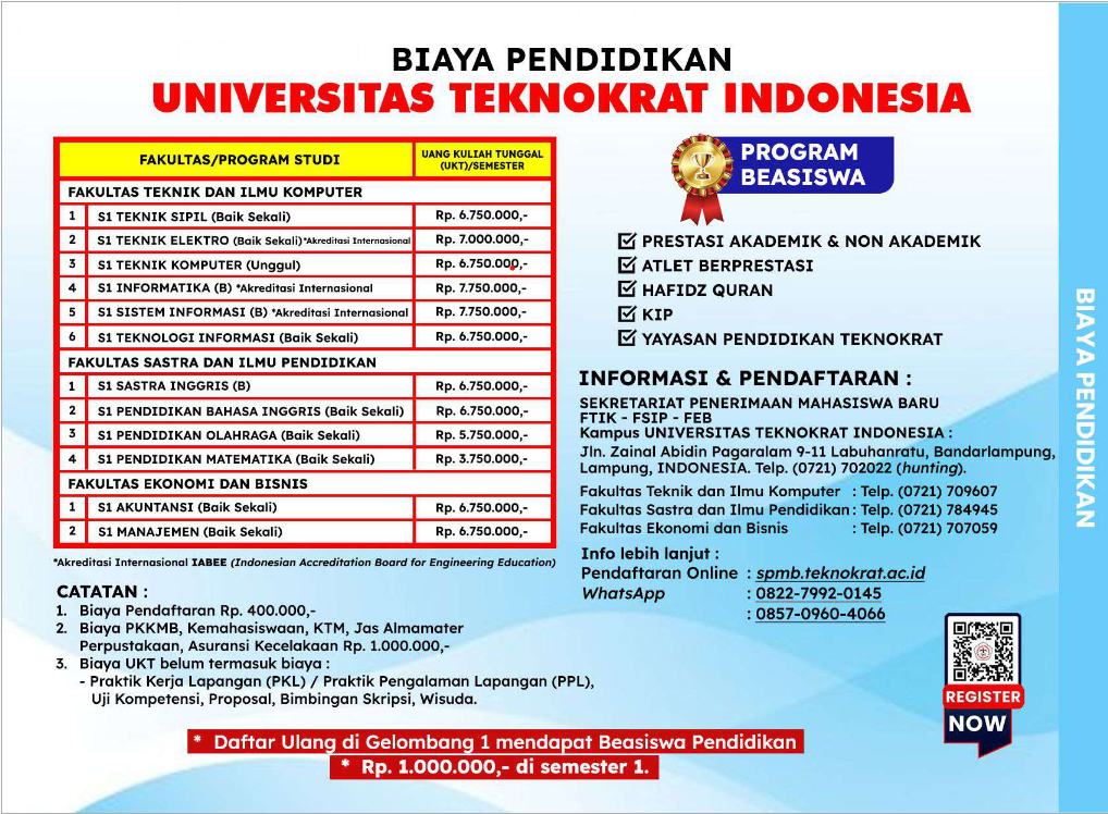 Tuition Fee - Universitas Teknokrat Indonesia